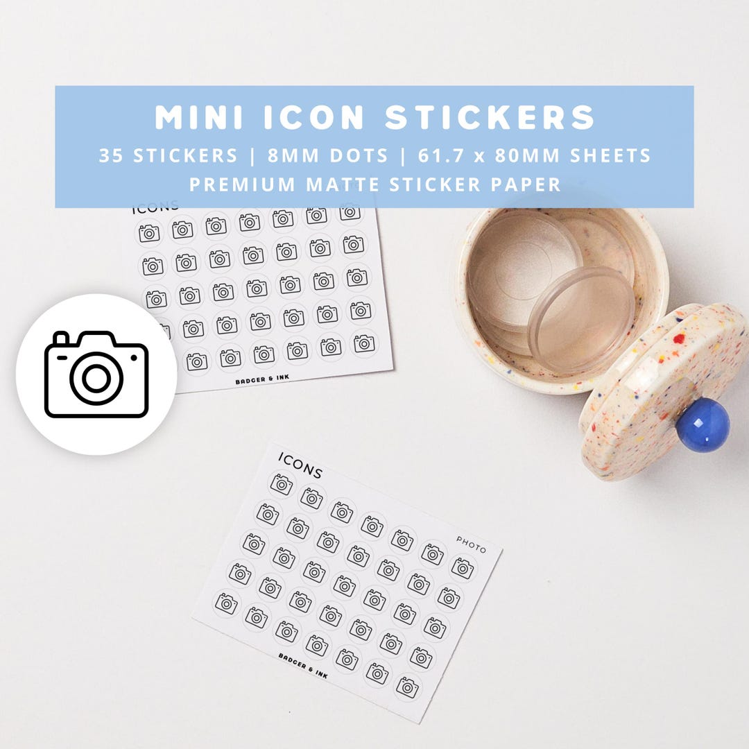 Mini Camera Icon Stickers | Camera, Photography, Scrapbook, Travel ...
