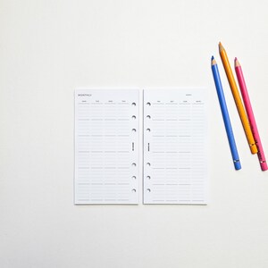 PRINTED Personal Monthly Planner Inserts | Separable | 6 Ring Binder ...