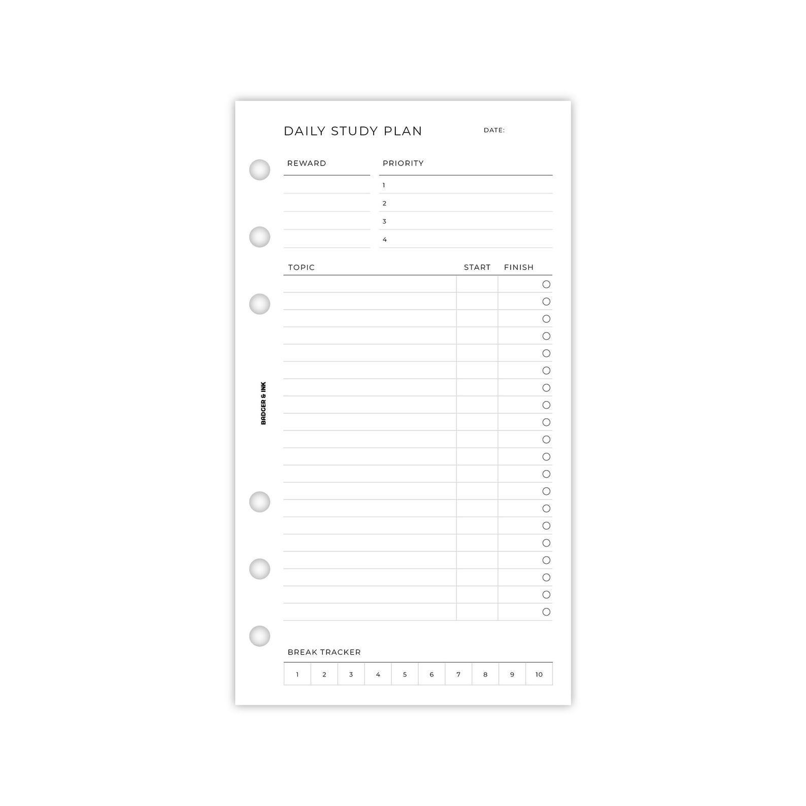 PRINTED Personal Daily Study Planner Inserts | Academic Planner ...