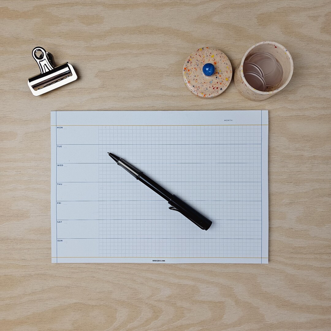 A4 Weekly Grid Planner Desk Notepad | Yellow and Blue | Tear-off ...