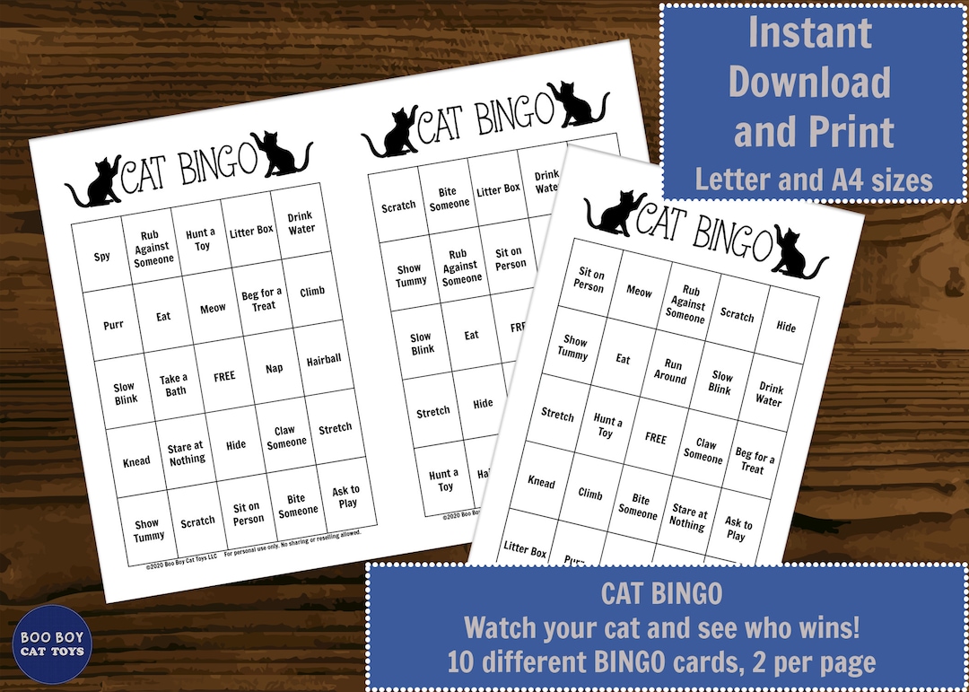 Printable Cat BINGO Cards Games to Play With Friends and Family Instant ...