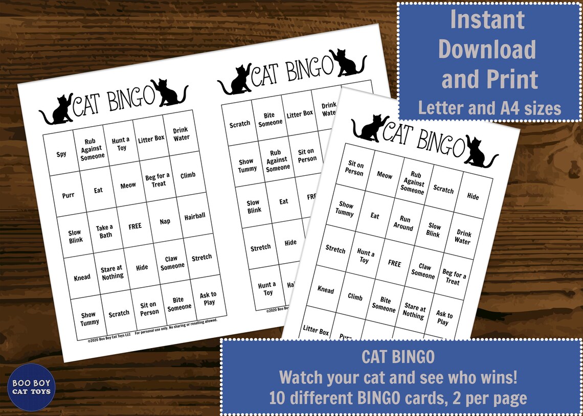 Printable Cat BINGO Cards Games to Play With Friends and Family Instant ...