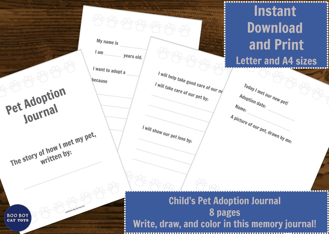 Child's Pet Adoption Journal - Write and Draw in This Pet Adoption ...