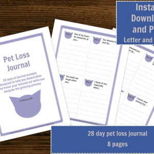 Printable Pet Loss Journal for Cat Parents - 28 Days of Writing Prompts ...