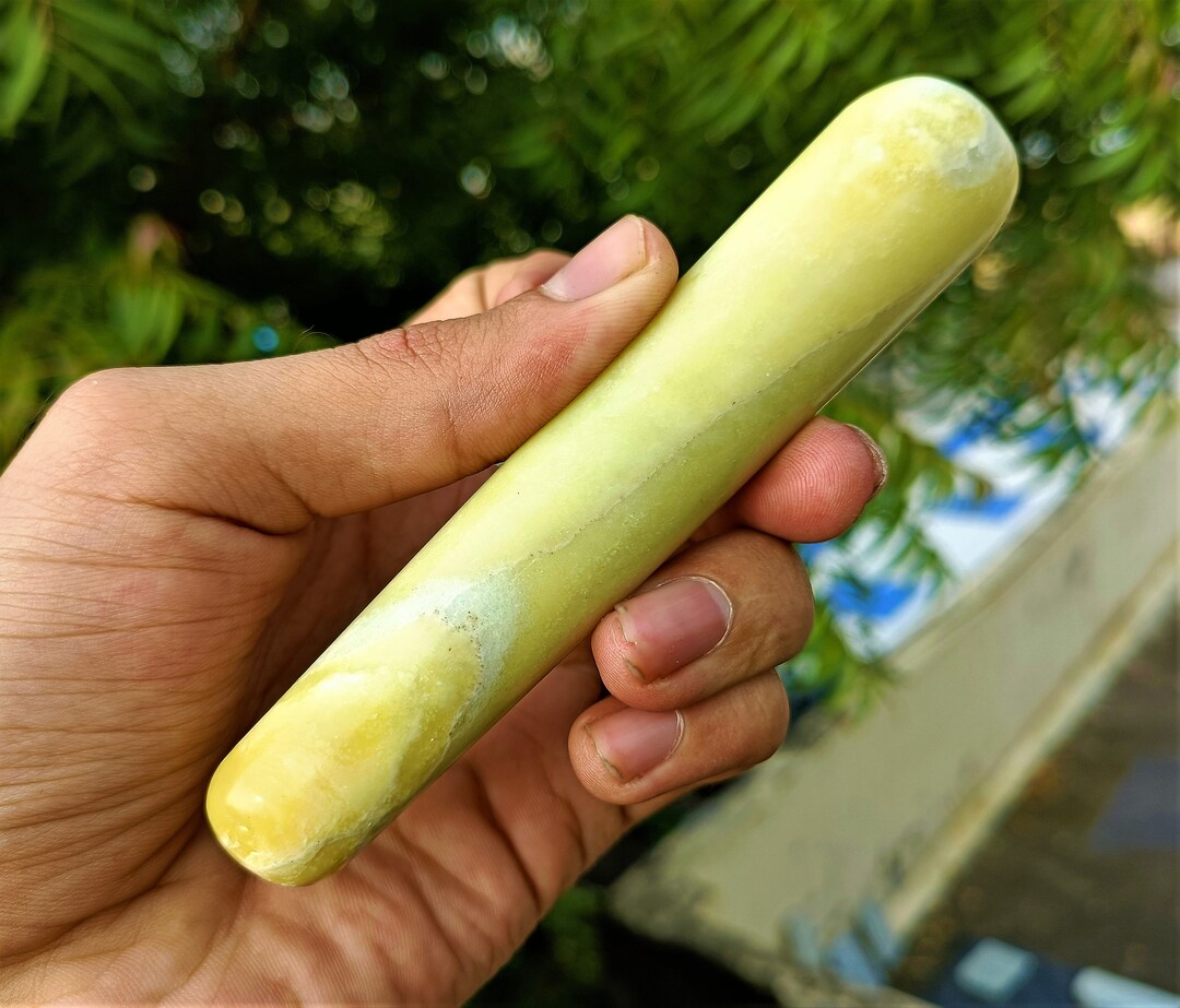 115MM Yellow Serpentine Stone Minerals Healing Round Faceted Massage ...
