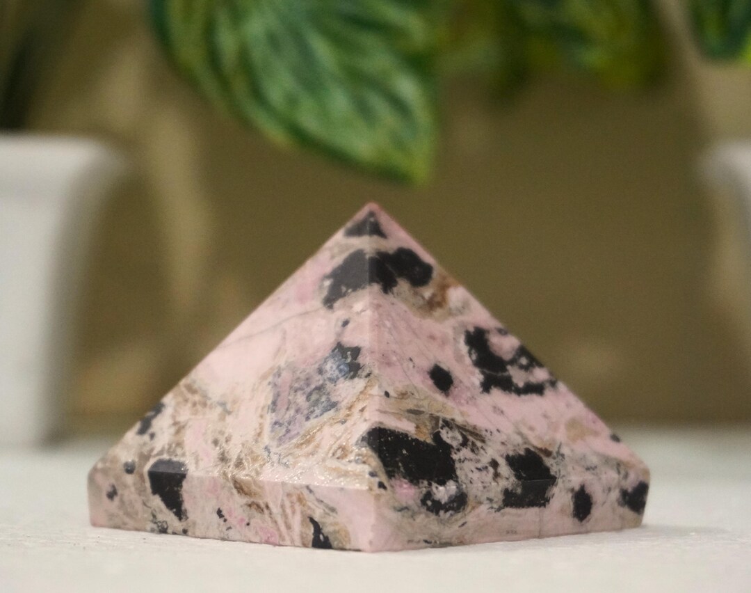 50-55mm Pink Natural Rhodonite Pyramid- Metaphysical Healing Stone ...