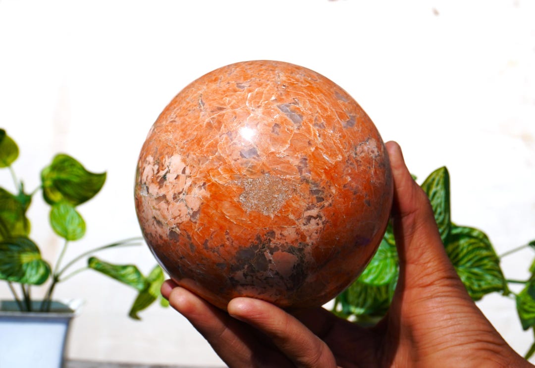 Large 115MM | Peach Rosophia Stone Healing Metaphysical SPHERE BALL - Etsy