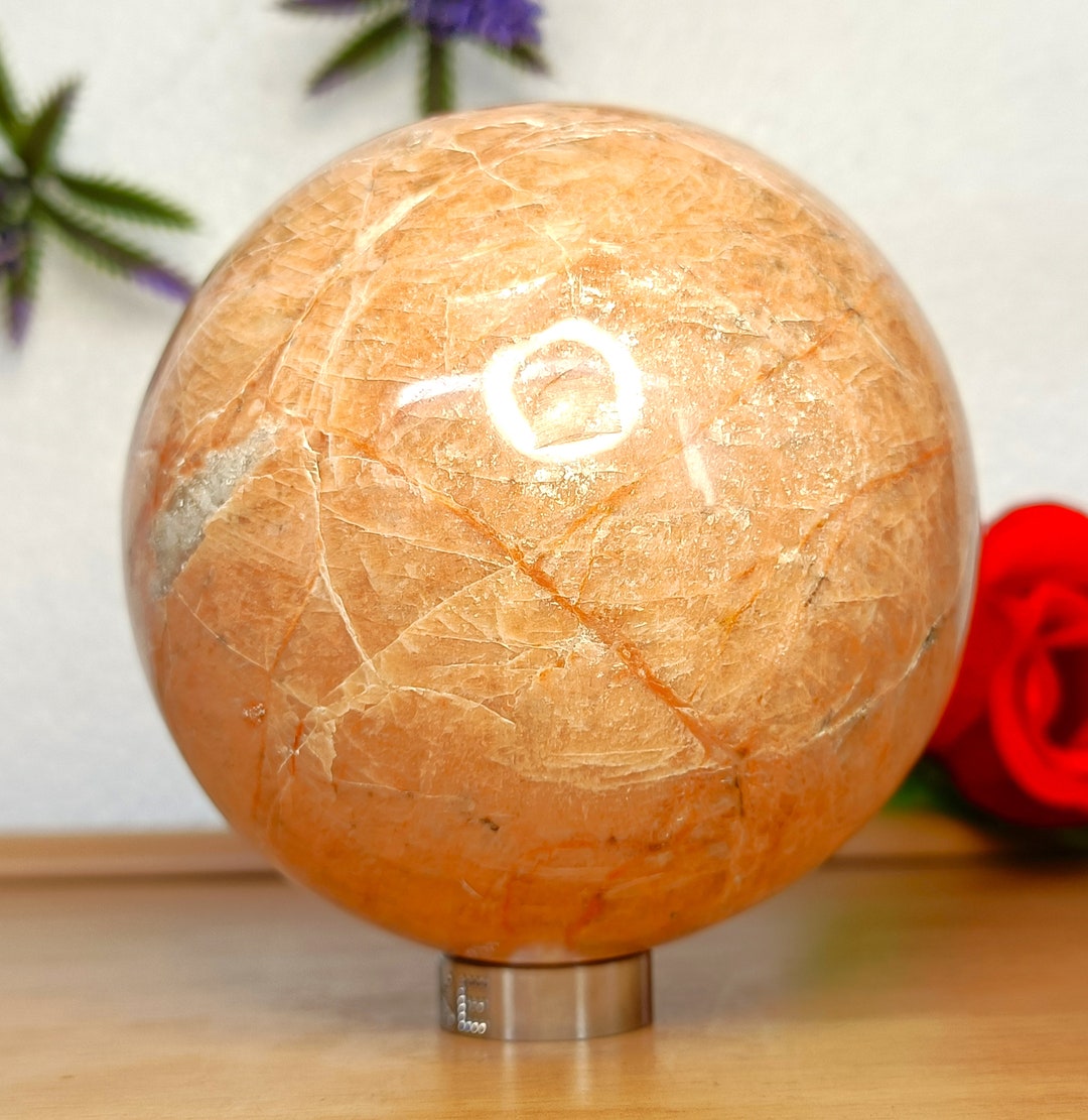 Rare 85 MM 1.64 Lbs. Peach Rosophia Stone Healing Metaphysical SPHERE ...