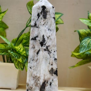 Large 185MM Rainbow Moonstone Quartz Healing 4 Faceted Point Obelisk ...