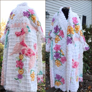 Peekaboo Pink Poodle Chenille Robe, Colorful Plus Size Women's Bathrobe ...