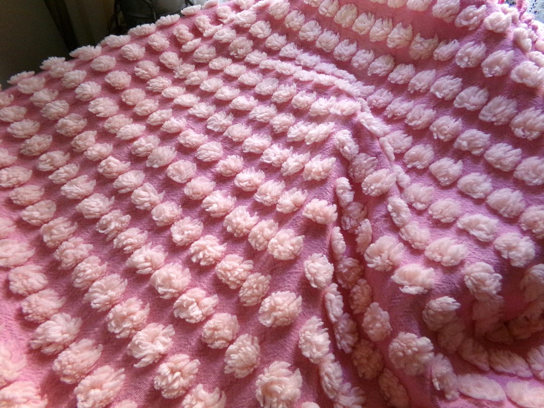Fluffy Puff Pops Chenille Fabric, Sweet Oversize Bobbles on Pink Rose ...