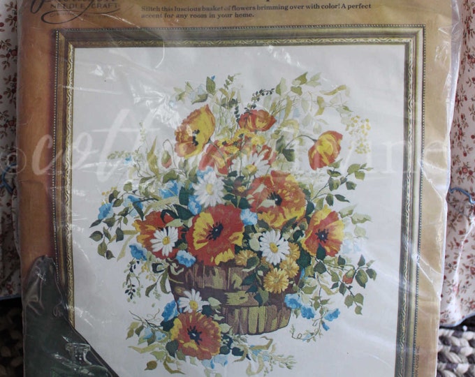 Vintage Floral Crewel Embroidery Kit, "summer Bouquet" Paragon ...
