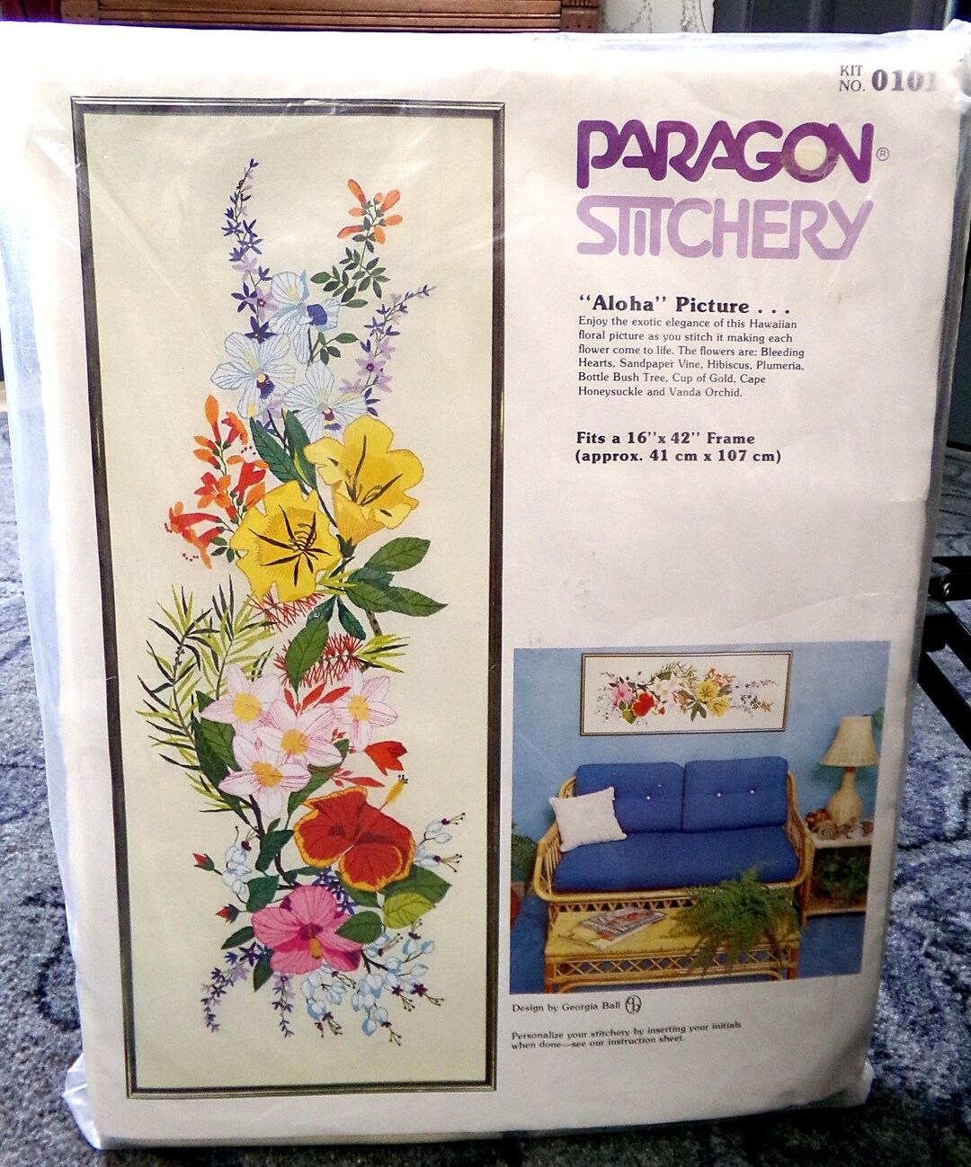 Hawaii ALOHA Crewel Embroidery Kit, Vintage Paragon Stitchery #0101, 16 ...