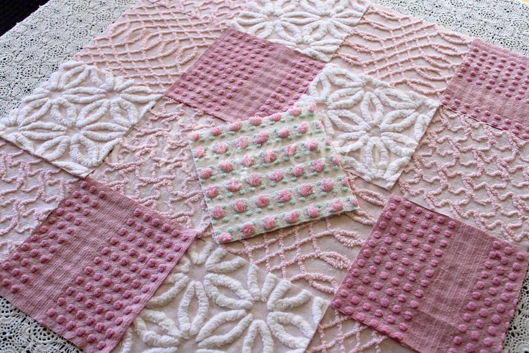Prettiest Pink Quilt Squares, Daisy Rose Craft Square Set From Vintage ...