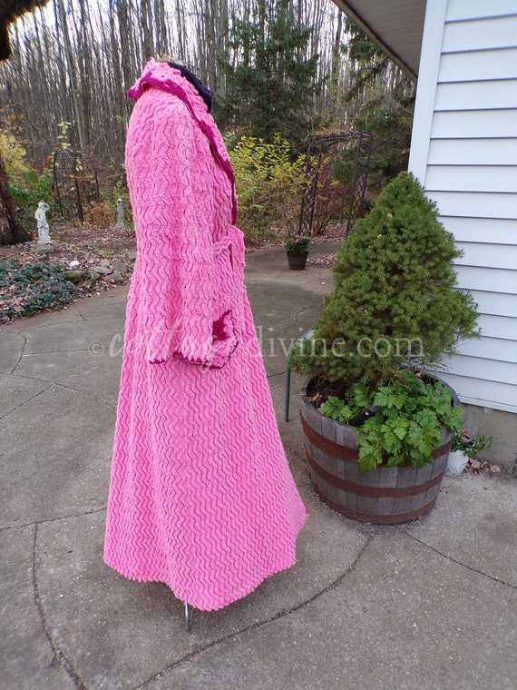Vintage Chenille Robe, 1940s Barbie Pink Glamour Bath… - Gem