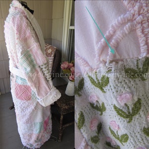 Patchwork Rag Quilt Vintage Chenille Coat Robe Heirloom Women's Plus ...