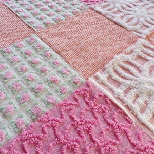 Sherbet Ice Cream Chenille Quilt Squares Set From Vintage Bedspread ...