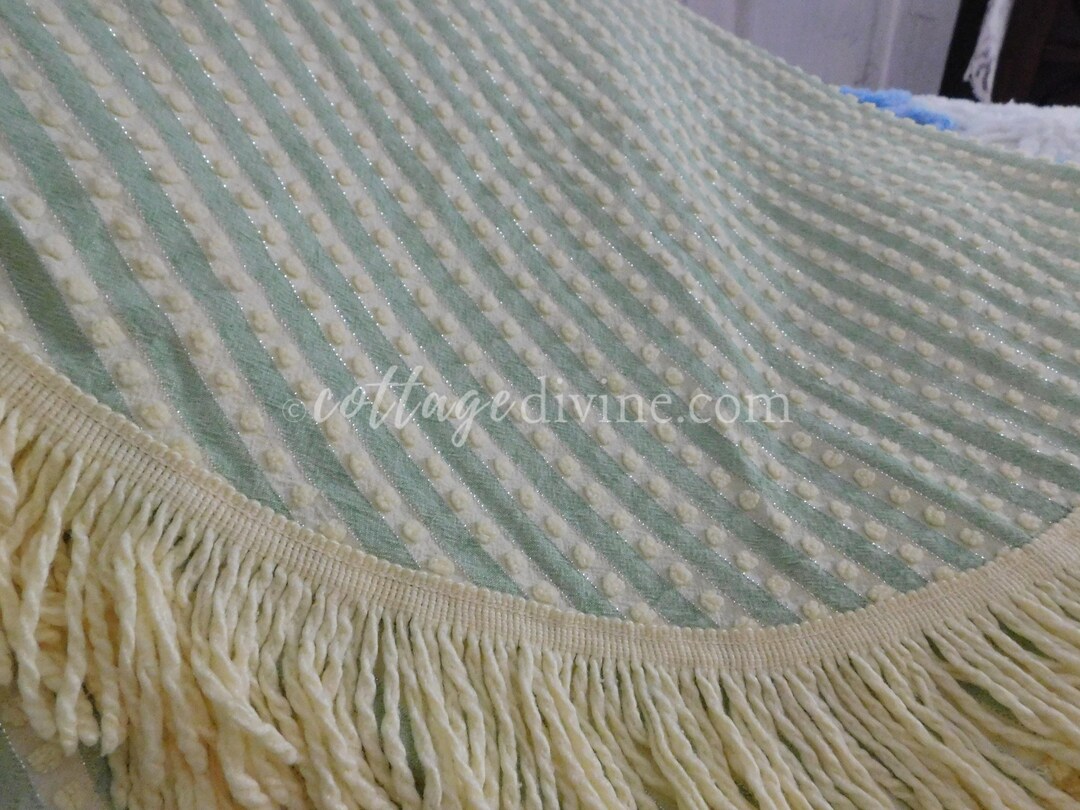 Buttercream Mint Sparkle Pops Vintage Chenille Bedspread - Etsy
