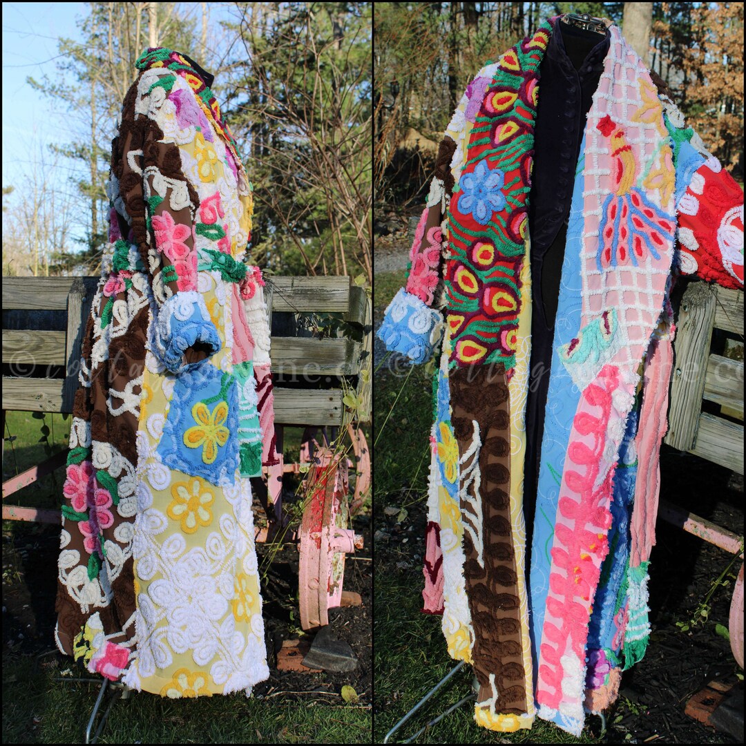 Pretty Patchwork Plus Size Chenille Robe Upcycled Bathrobe - Etsy