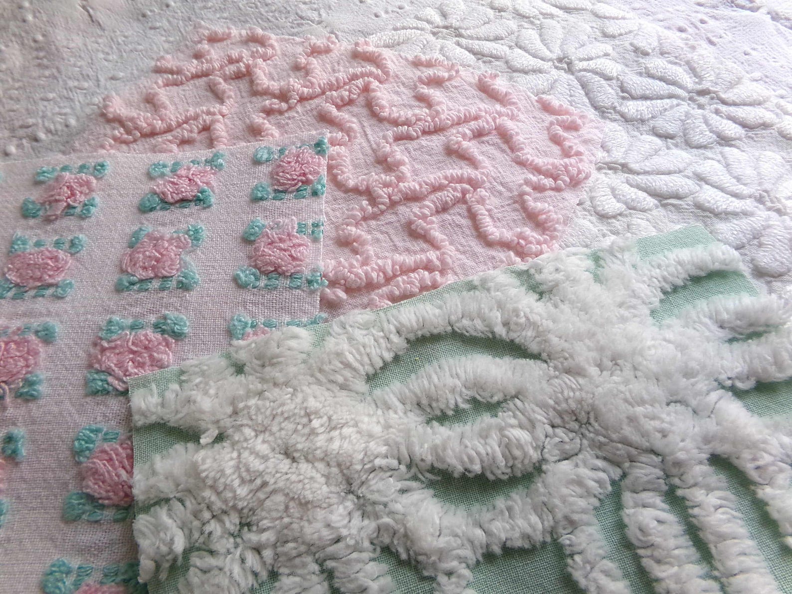 Chenille Squares Set, "summer Bliss," 16 Vintage Fabric Quilt Blocks, 6 ...