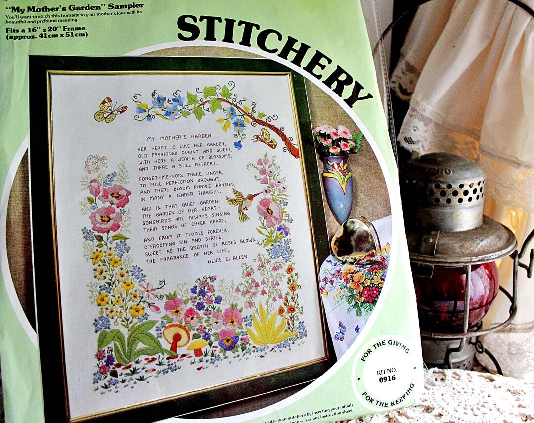 My Mother's Garden Floral Poetry Embroidery Sampler, Vintage Paragon ...