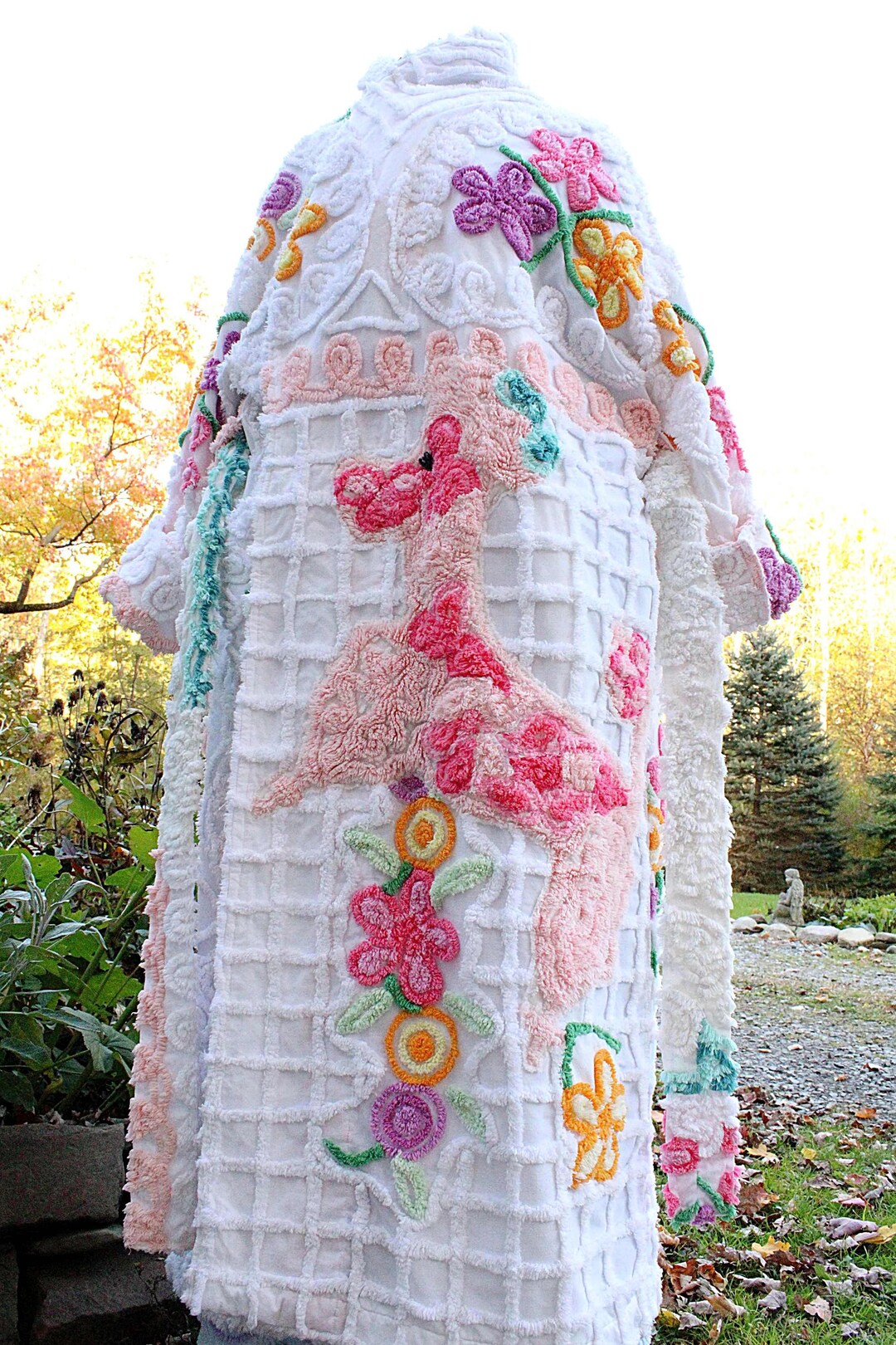 Peekaboo Pink Poodle Chenille Robe, Colorful Plus Size Women's Bathrobe ...