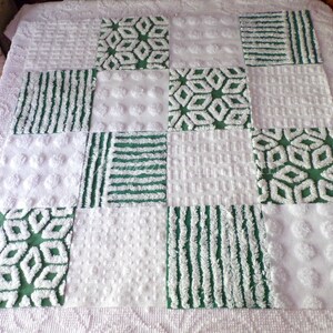 First Snowfall Quilt Squares Set, From Vintage Chenille Bedspread ...
