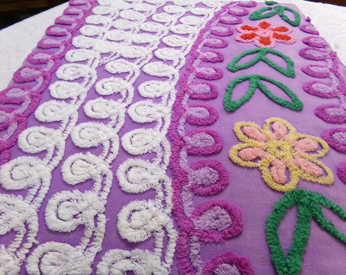 Sew Shabby Vintage Chenille Fabric, Patina Purple Passion, 19" X 23 ...