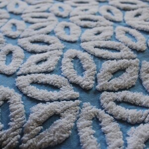 Sky Blue Daisy Vintage Chenille Fabric, 20 X 24' Inch Piece, 100% ...