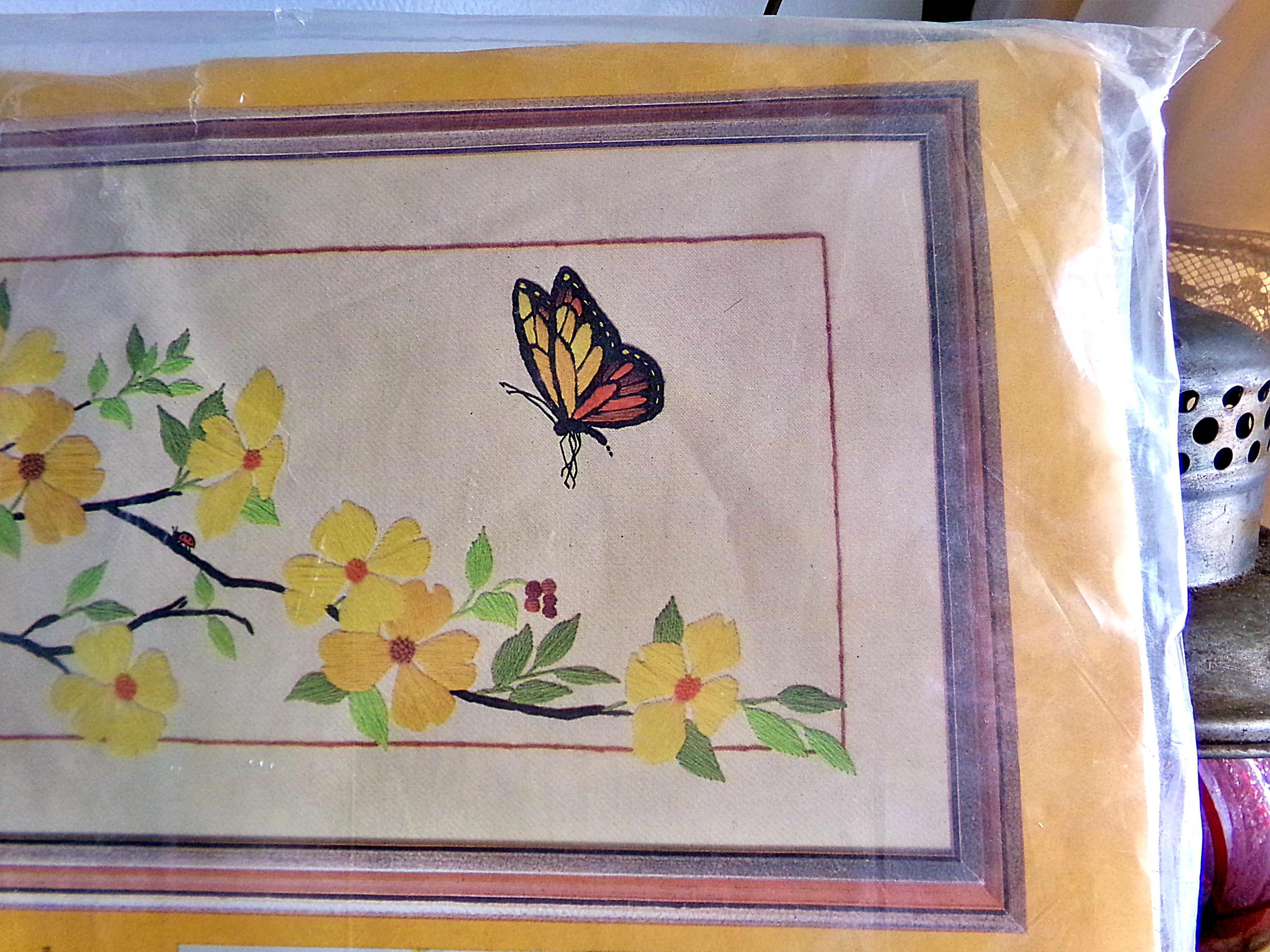 SECRETS of SPRING Crewel Embroidery Kit, HUGE Butterfly & Flowers Wall ...