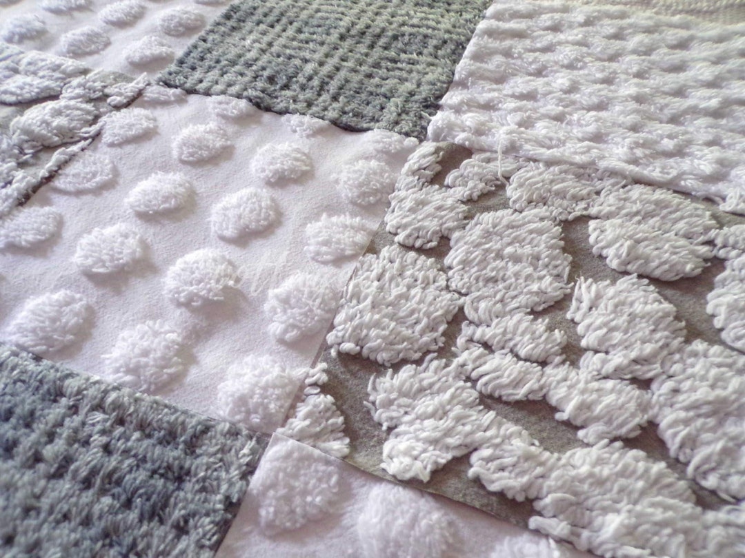 Gender Neutral Chenille Fabric Squares Set From Vintage Bedspread ...