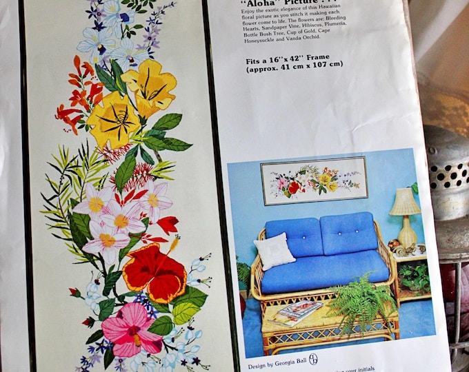 Boho Hawaii ALOHA Crewel Embroidery Kit, Vintage Paragon Stitchery ...
