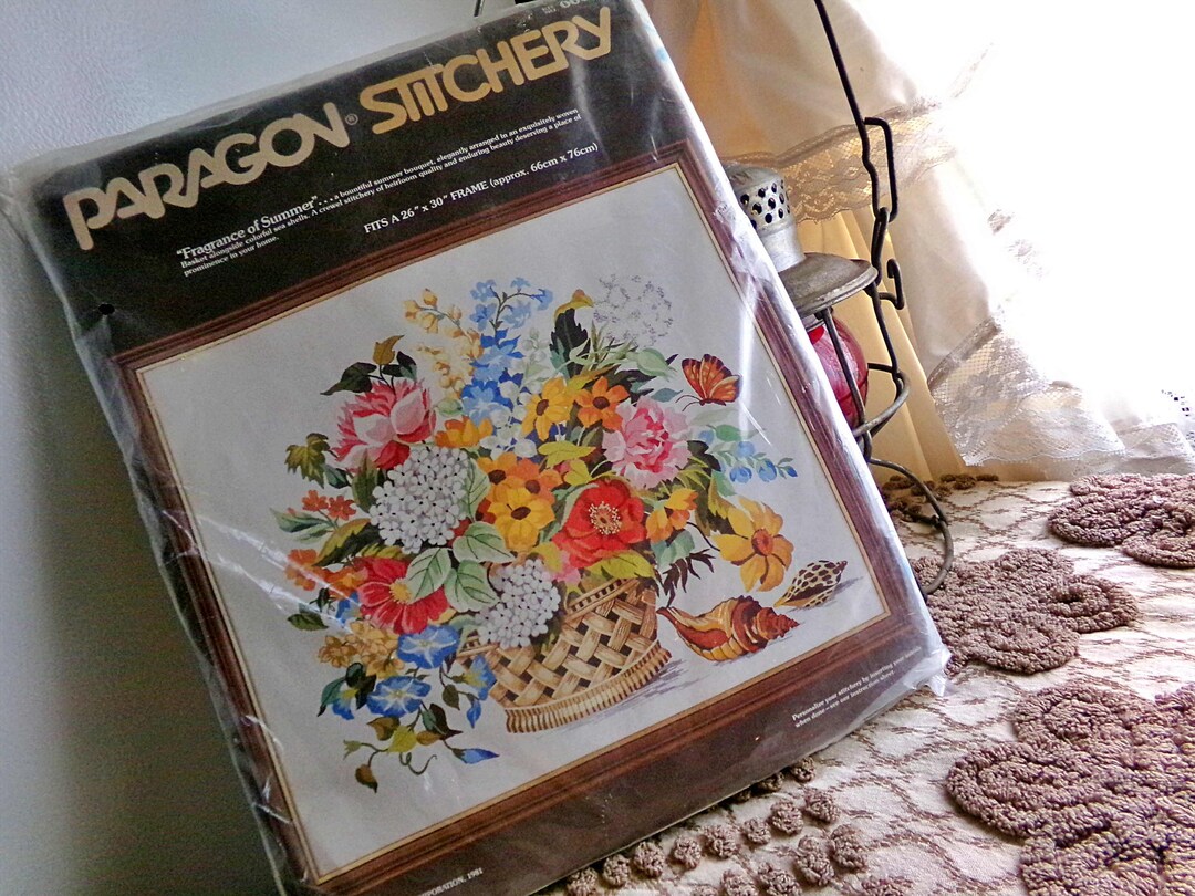 Heirloom FRAGRANCE OF SUMMER Huge Vintage 1981 Paragon Needlecraft ...