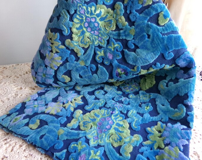 Vintage Cut Velvet Fabric, *moon Goddess* Midnight Blue Bates Tapestry ...