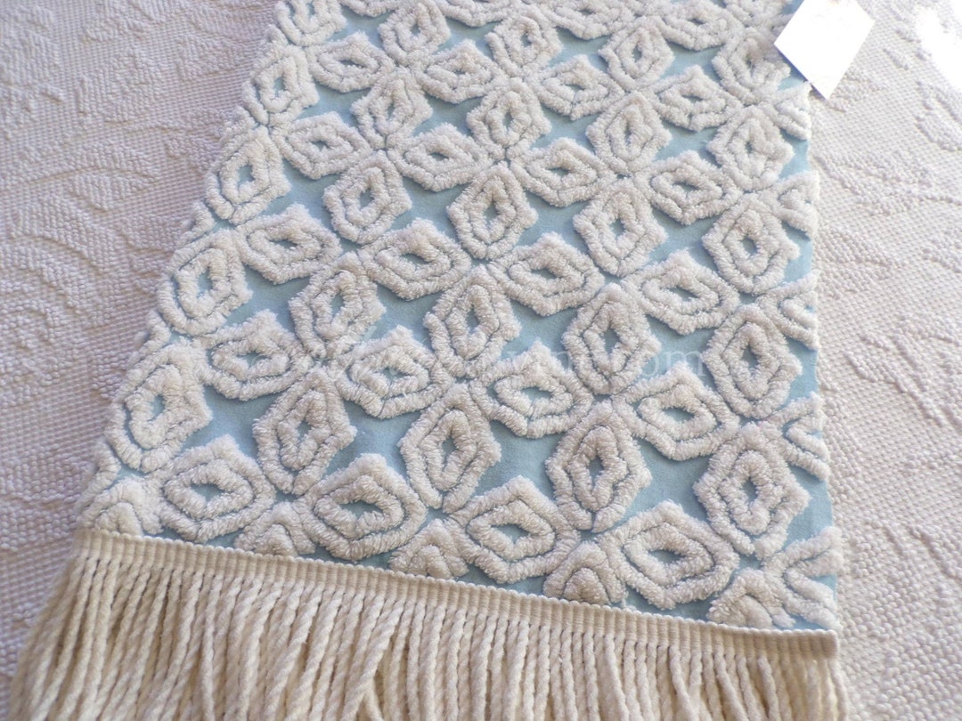 Bewitching Blue Gothic Cross Vintage Chenille Fabric, 18" X 24" Inches ...