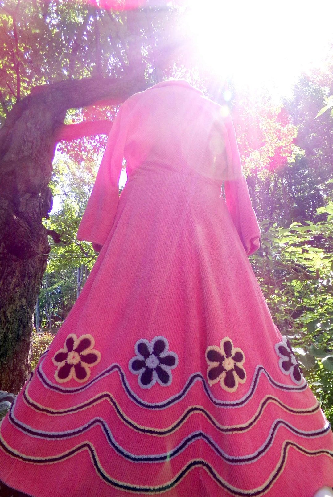 Shabby Fabulous Vintage Pink Chenille Robe, Ladies Fit & Flare Glamour ...