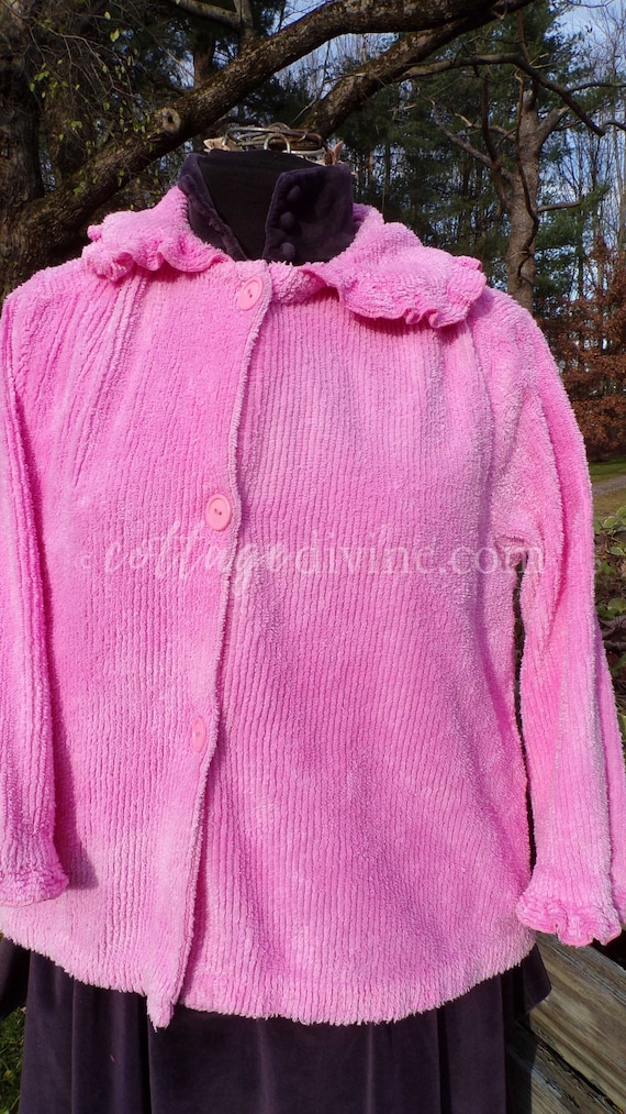 Pink Chenille Bed Jacket, Pretty Ombre Color Variance… - Gem