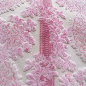 Pink Velvet Fabric, French Chic Vintage Bates Tapestry Chenille Piece ...