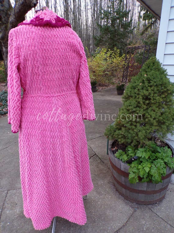 Vintage Chenille Robe, 1940s Barbie Pink Glamour Bath… - Gem