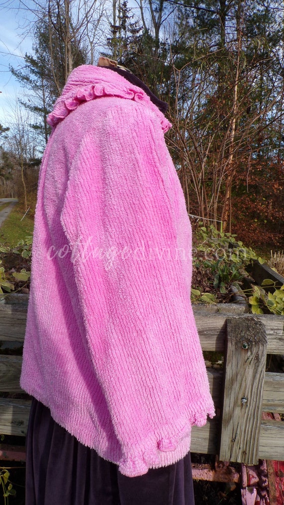 Pink Chenille Bed Jacket, Pretty Ombre Color Variance… - Gem