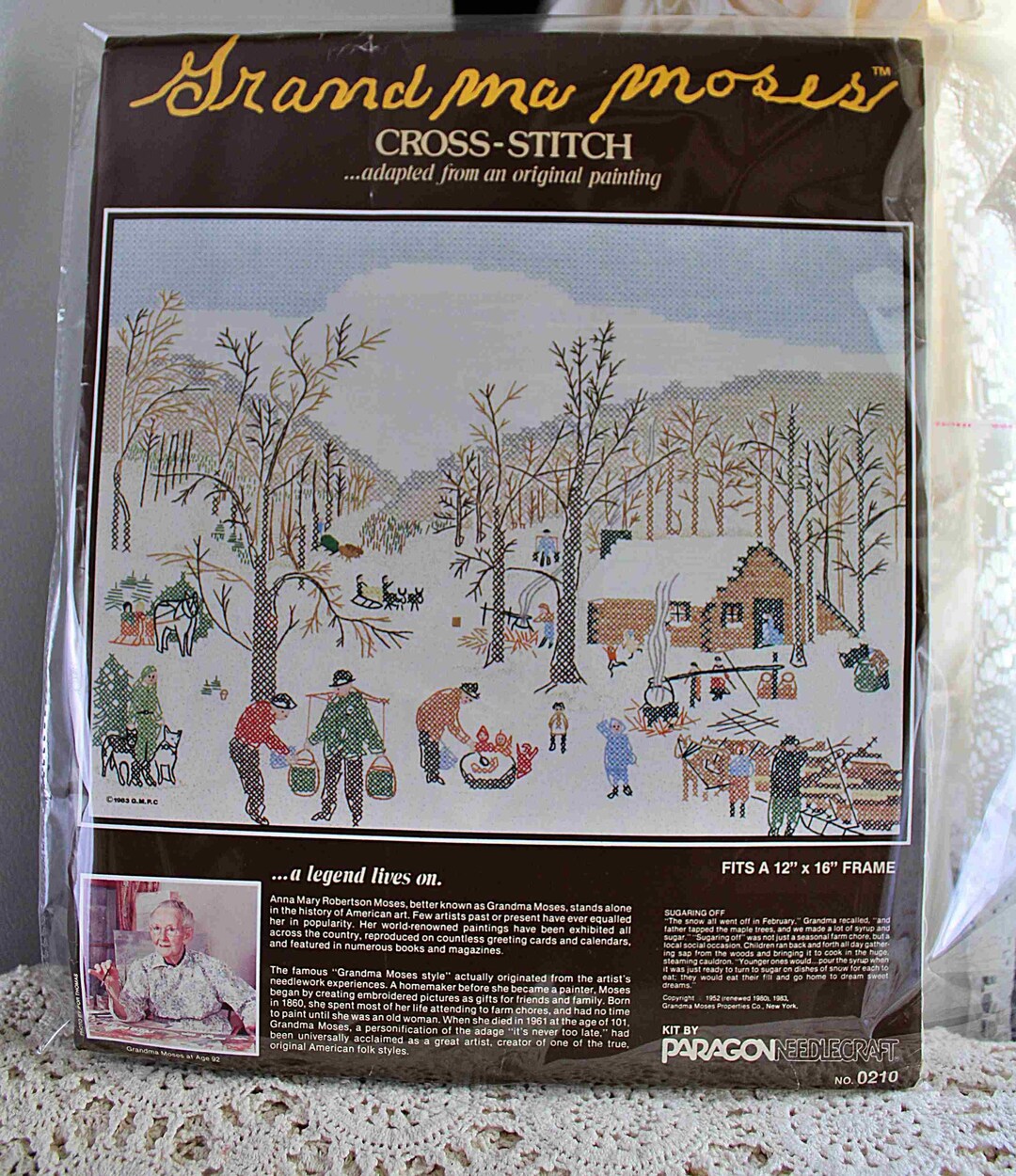 SUGARING OFF Cross Stitch Stitchery Kit, Vintage Grandma Moses Design ...