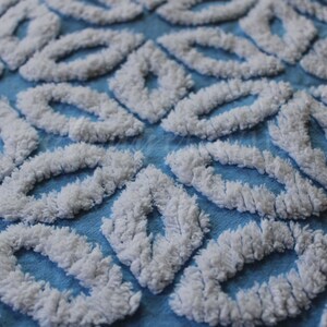 Sky Blue Daisy Vintage Chenille Fabric, 20 X 24' Inch Piece, 100% ...