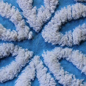 Sky Blue Daisy Vintage Chenille Fabric, 20 X 24' Inch Piece, 100% ...