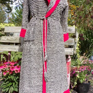 Red Peacock Vintage Women's Chenille Robe, 1940s Salt & Pepper Handmade ...