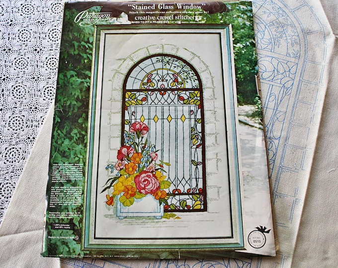 STAINED GLASS WINDOW Magnificent Paragon Needlecraft Embroidery ...