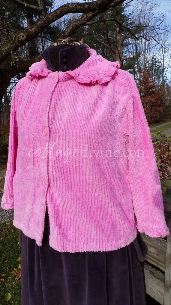 Pink Chenille Bed Jacket, Pretty Ombre Color Variance… - Gem