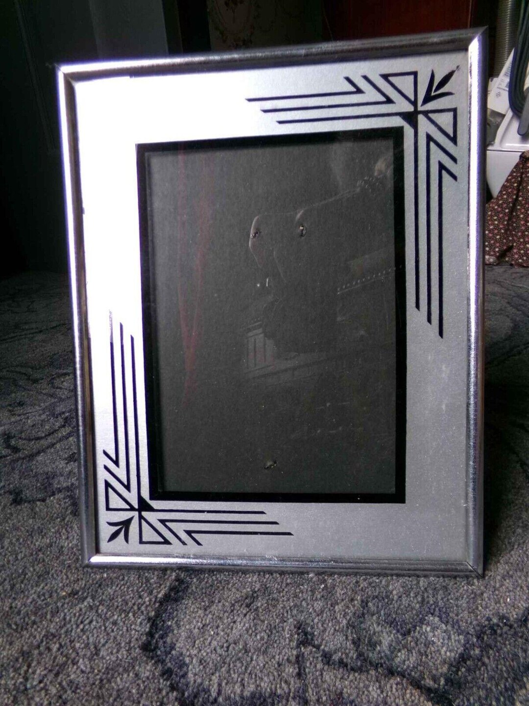 Vintage Art Deco Stand up Picture Frame Chrome Silver Black Fits 5 X 7 ...