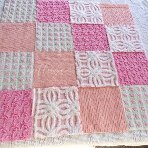 Sherbet Ice Cream Chenille Quilt Squares Set From Vintage Bedspread ...