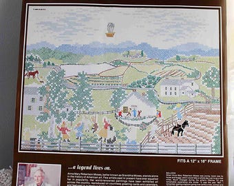 IN HARVEST TIME Crewel Stitchery Kit, Vintage Grandma Moses Design ...