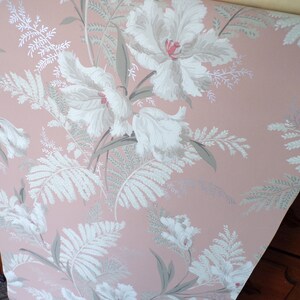 Gorgeous 1940s Vintage Wallpaper Roll Botanical Pink Shimmer - Etsy